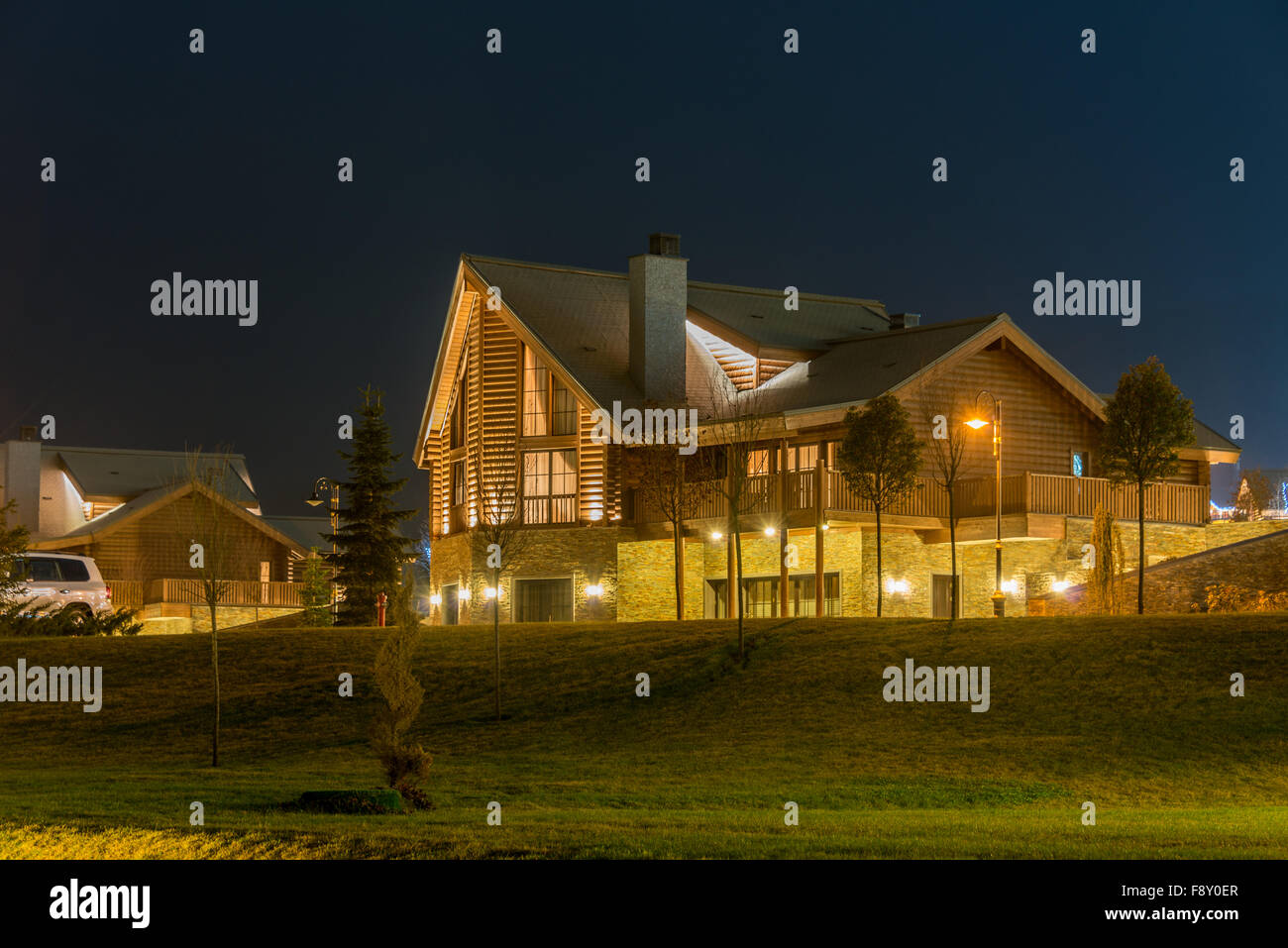 Nice modern house during evening hours Stock Photo - Alamy