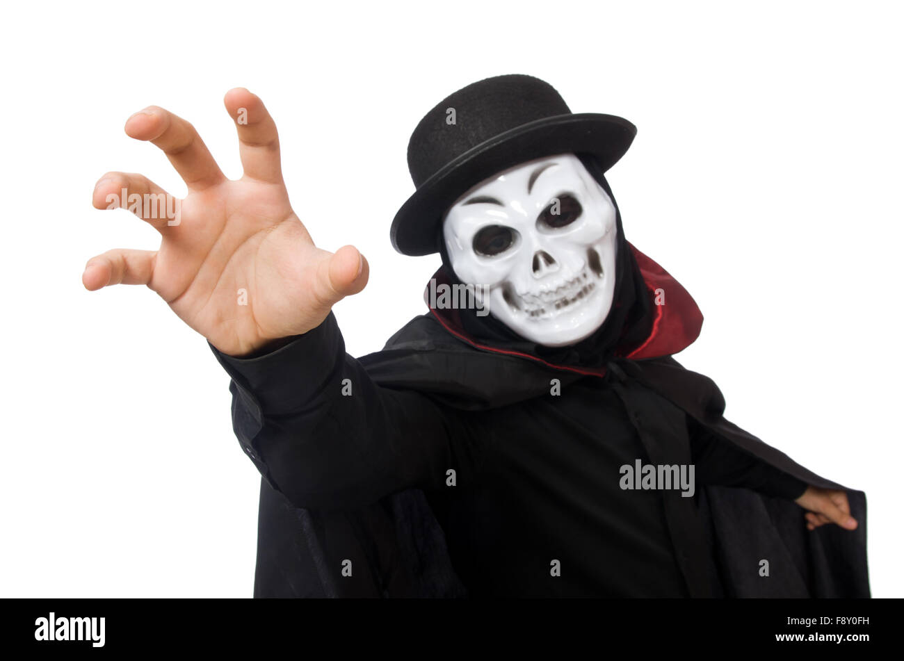 Man in horror costume with mask isolated on white Stock Photo - Alamy