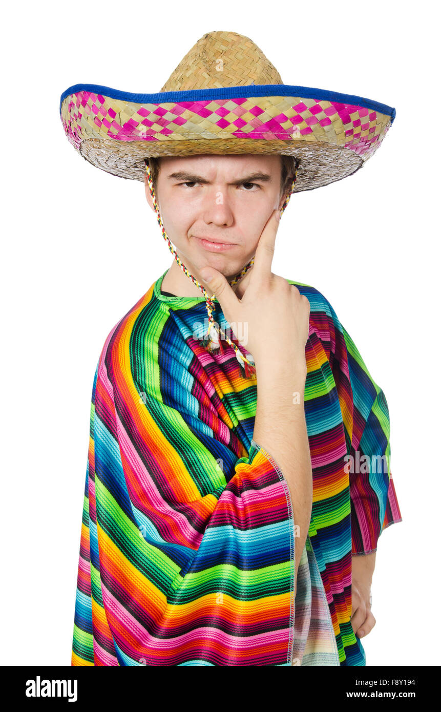 Funny young mexican isolated on white Stock Photo - Alamy