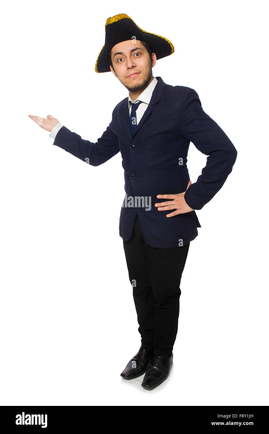 Young captain isolated on white Stock Photo - Alamy