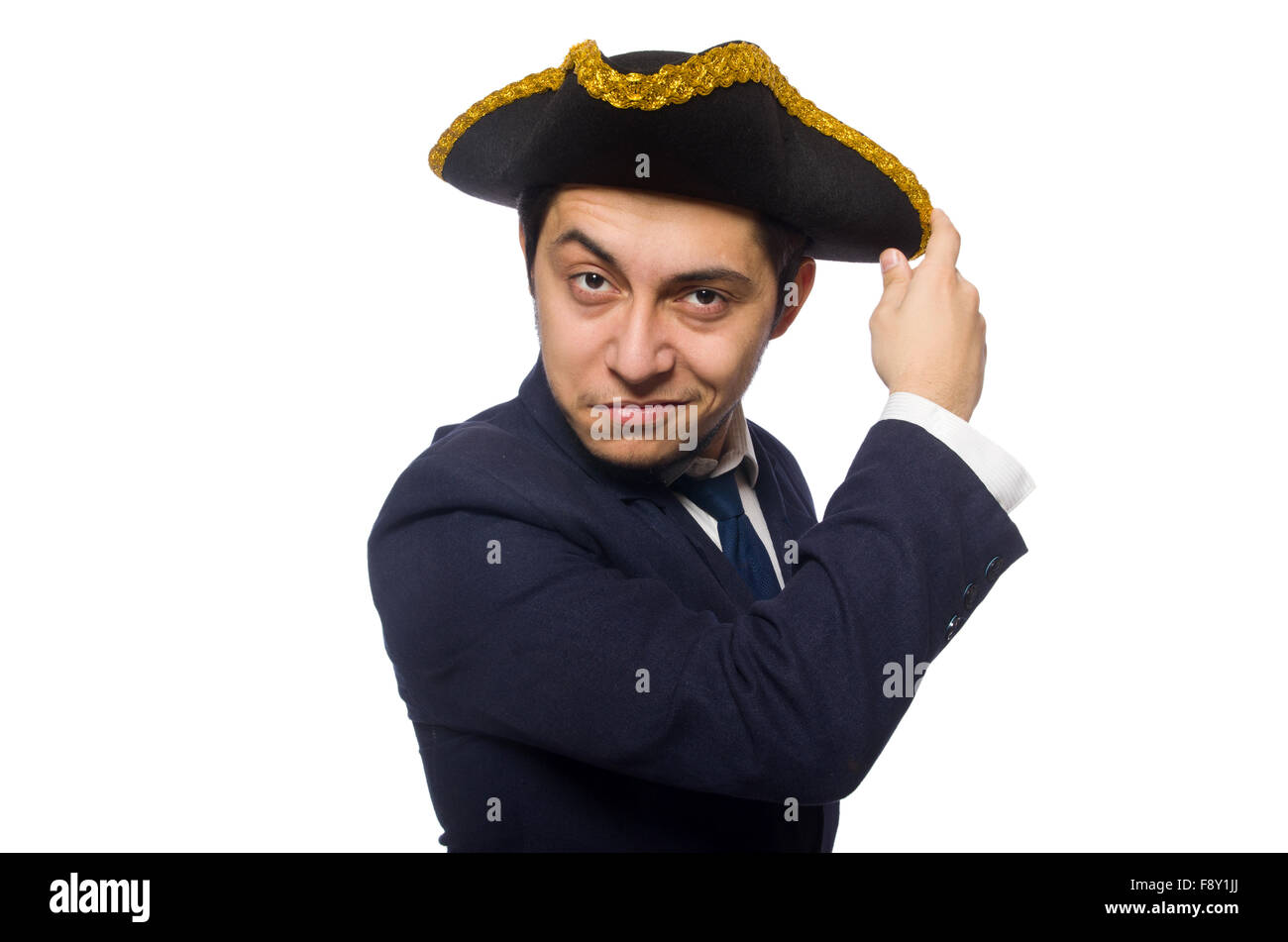 Young captain isolated on white Stock Photo - Alamy