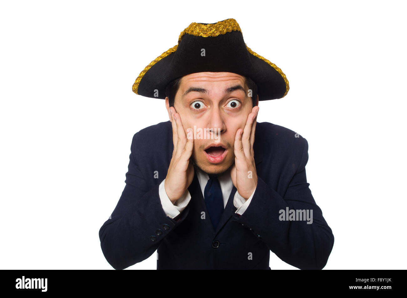 Young captain isolated on white Stock Photo - Alamy