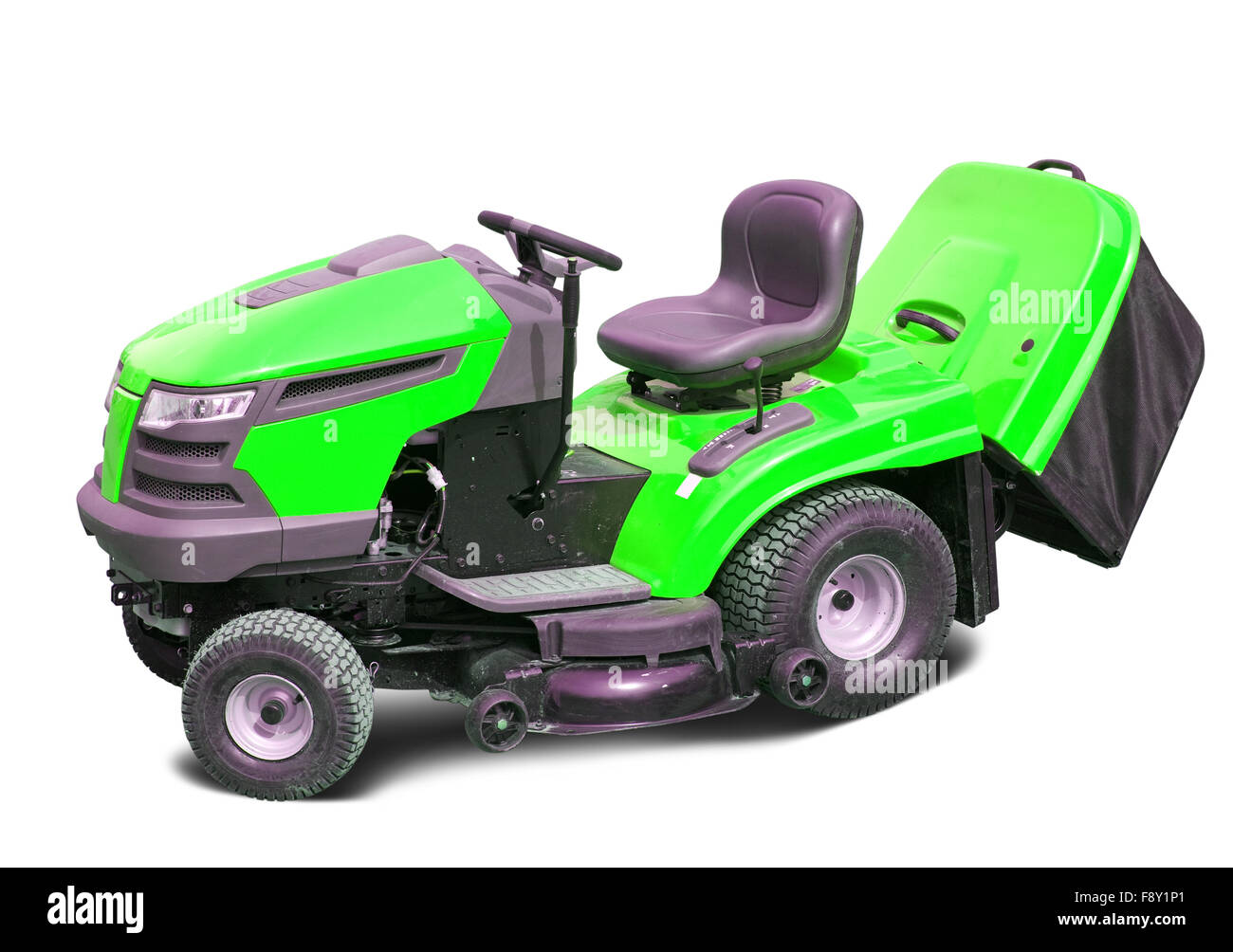 Green lawn mower. Isolated with clipping path Stock Photo - Alamy