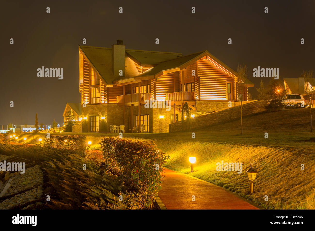 Nice modern house during evening hours Stock Photo - Alamy