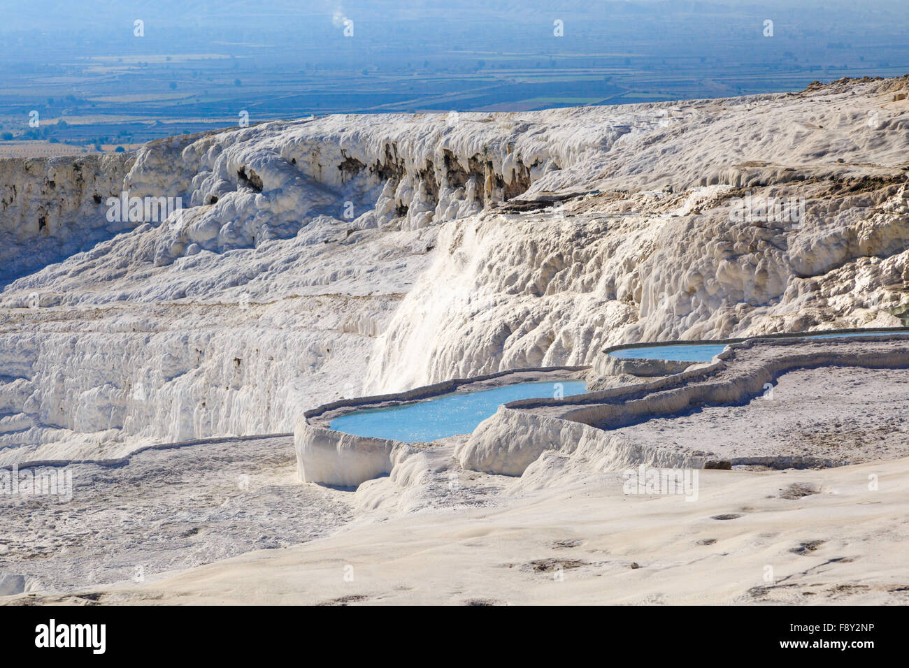 View of travertine pools and terraces in Pamukkale, Turkey Stock Photo ...