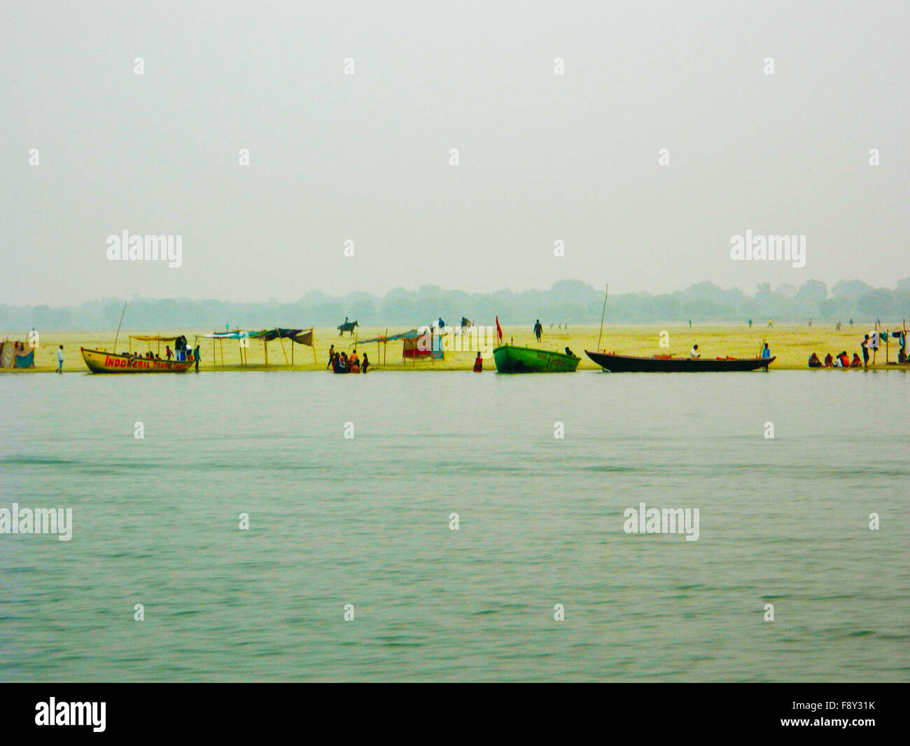Evening at Banaras holy Ghats, India, Ganges River Varanasi Stock Photo ...