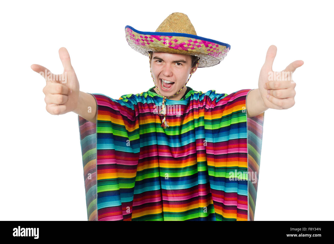Funny young mexican isolated on white Stock Photo - Alamy