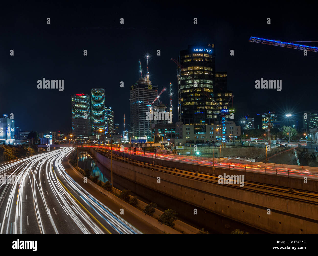 Israel, Tel Aviv, Ayalon freeway at night Stock Photo - Alamy