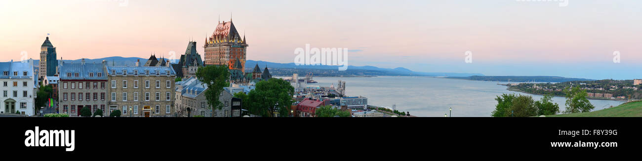 Quebec City skyline panorama with Chateau Frontenac at sunset viewed ...