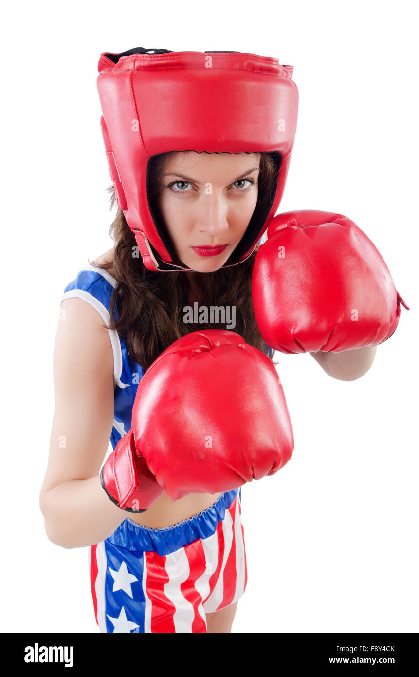 Woman boxer in uniform with US symbols Stock Photo - Alamy