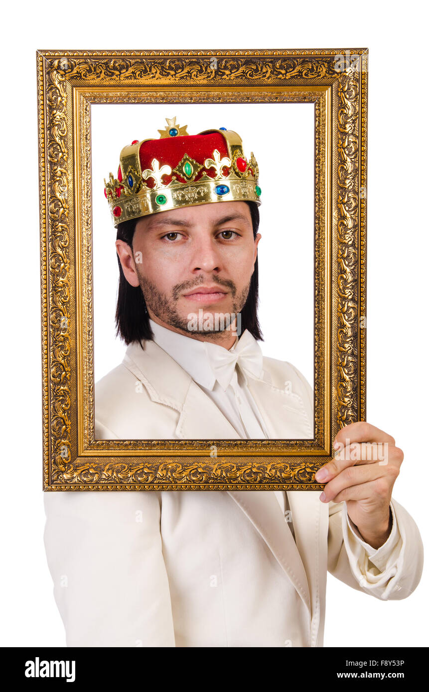 King with picture frame on white Stock Photo - Alamy