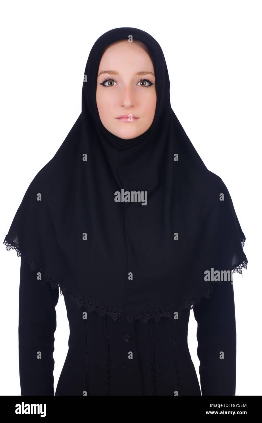 Woman with muslim burqa isolated on white Stock Photo - Alamy