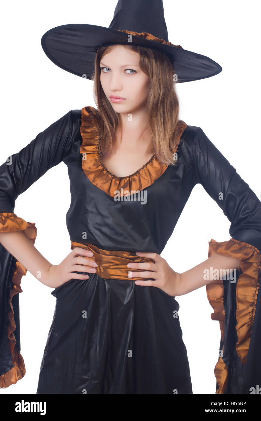 Witch isolated on the white background Stock Photo - Alamy