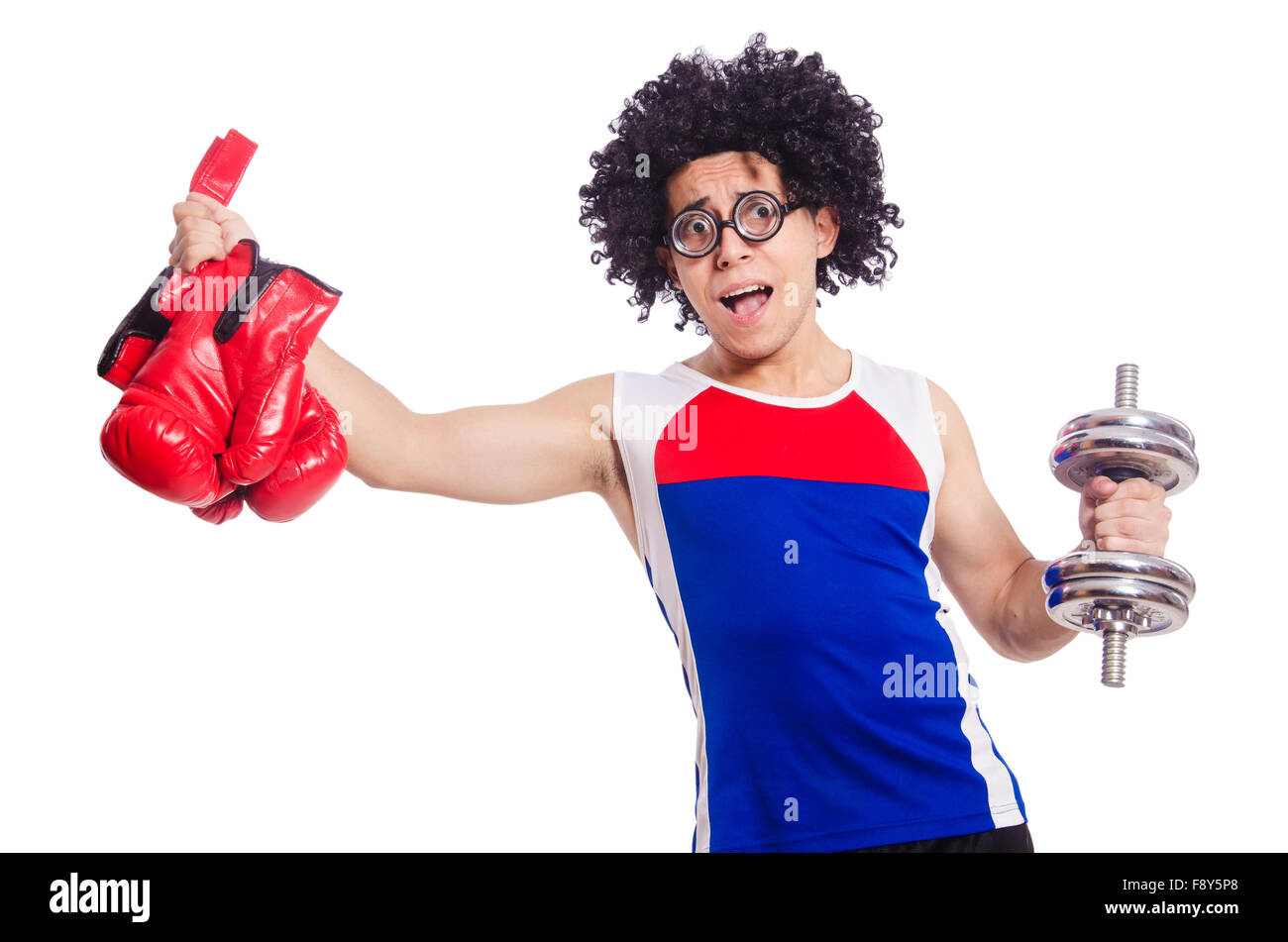 Comic athlete dumbbells young funny hi-res stock photography and images ...