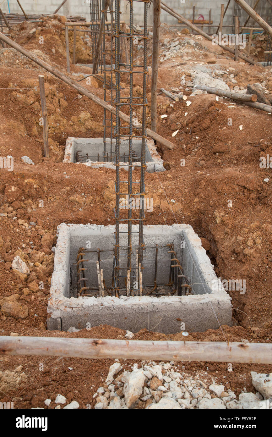 hole of pole in construction site building prepare for pouring cement ...
