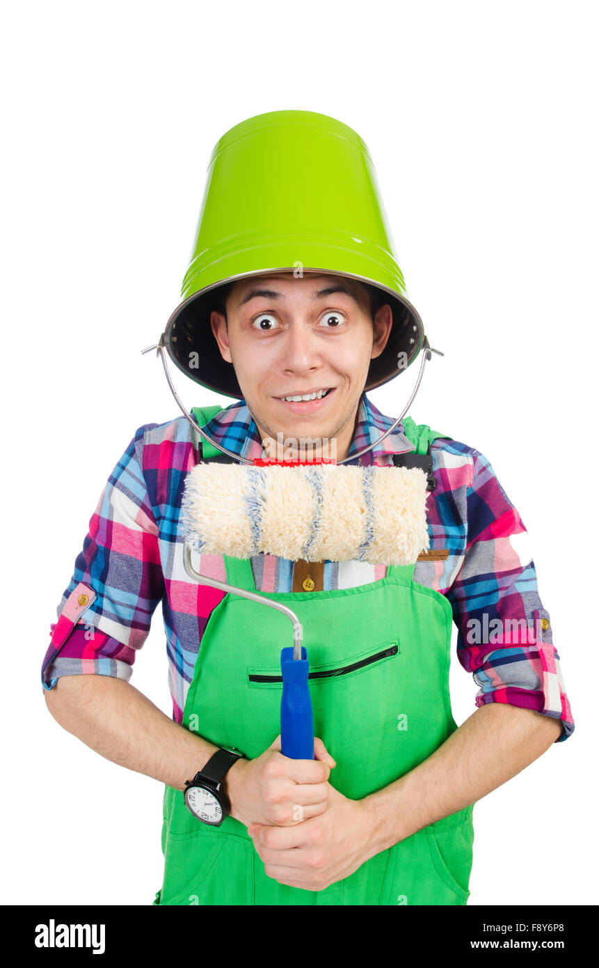 Funny painter isolated on white Stock Photo - Alamy Funny painter isolated on white Stock Photo - Alamy