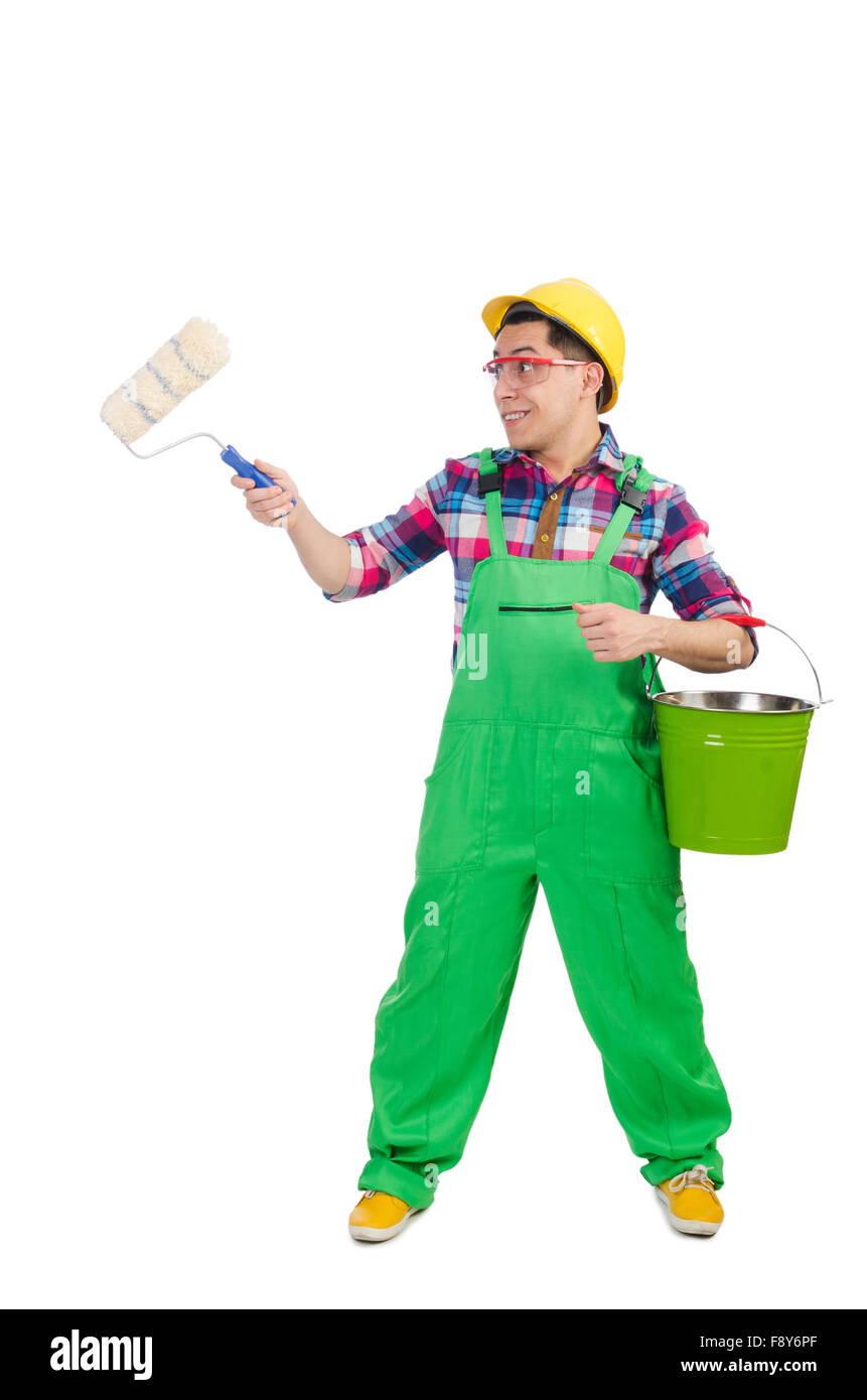 Funny painter isolated on white Stock Photo - Alamy