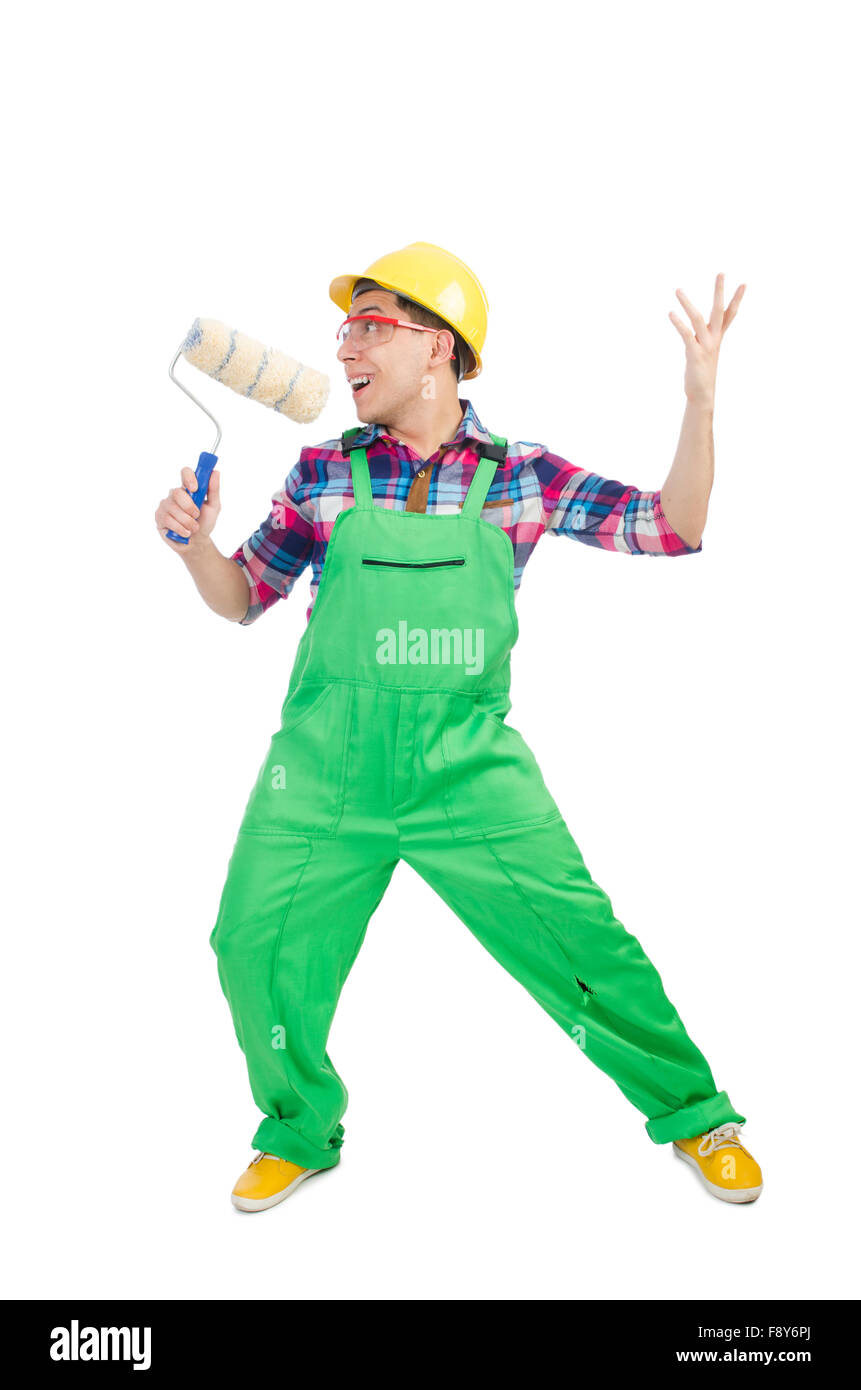 Funny painter isolated on white Stock Photo - Alamy