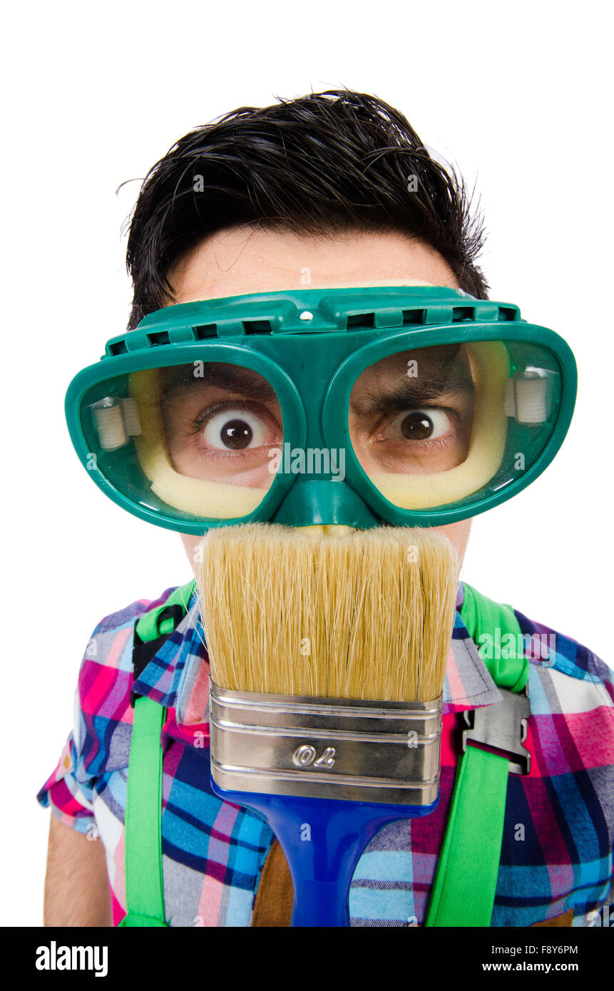 Funny painter isolated on white Stock Photo - Alamy