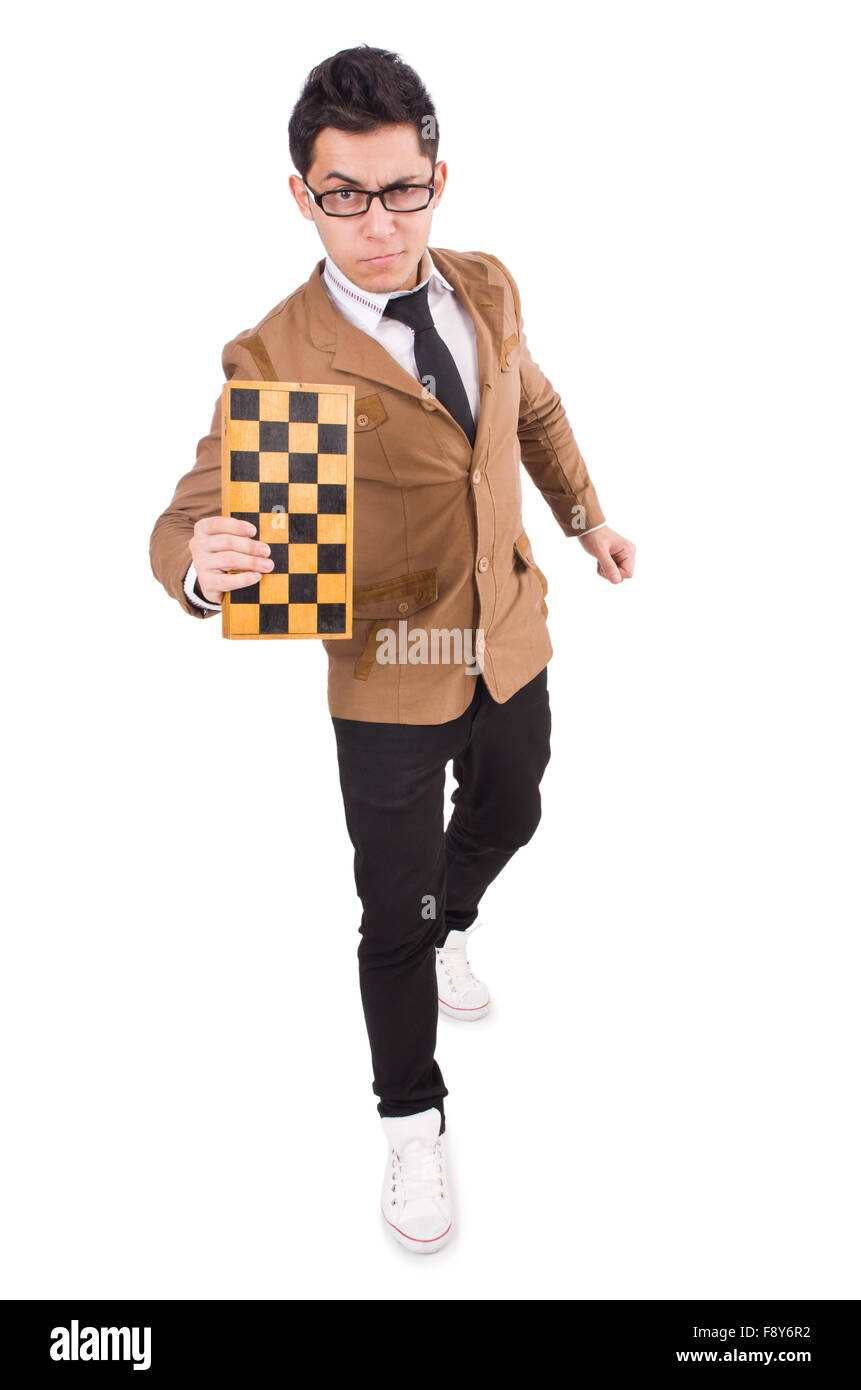 Funny chess player isolated on white Stock Photo - Alamy
