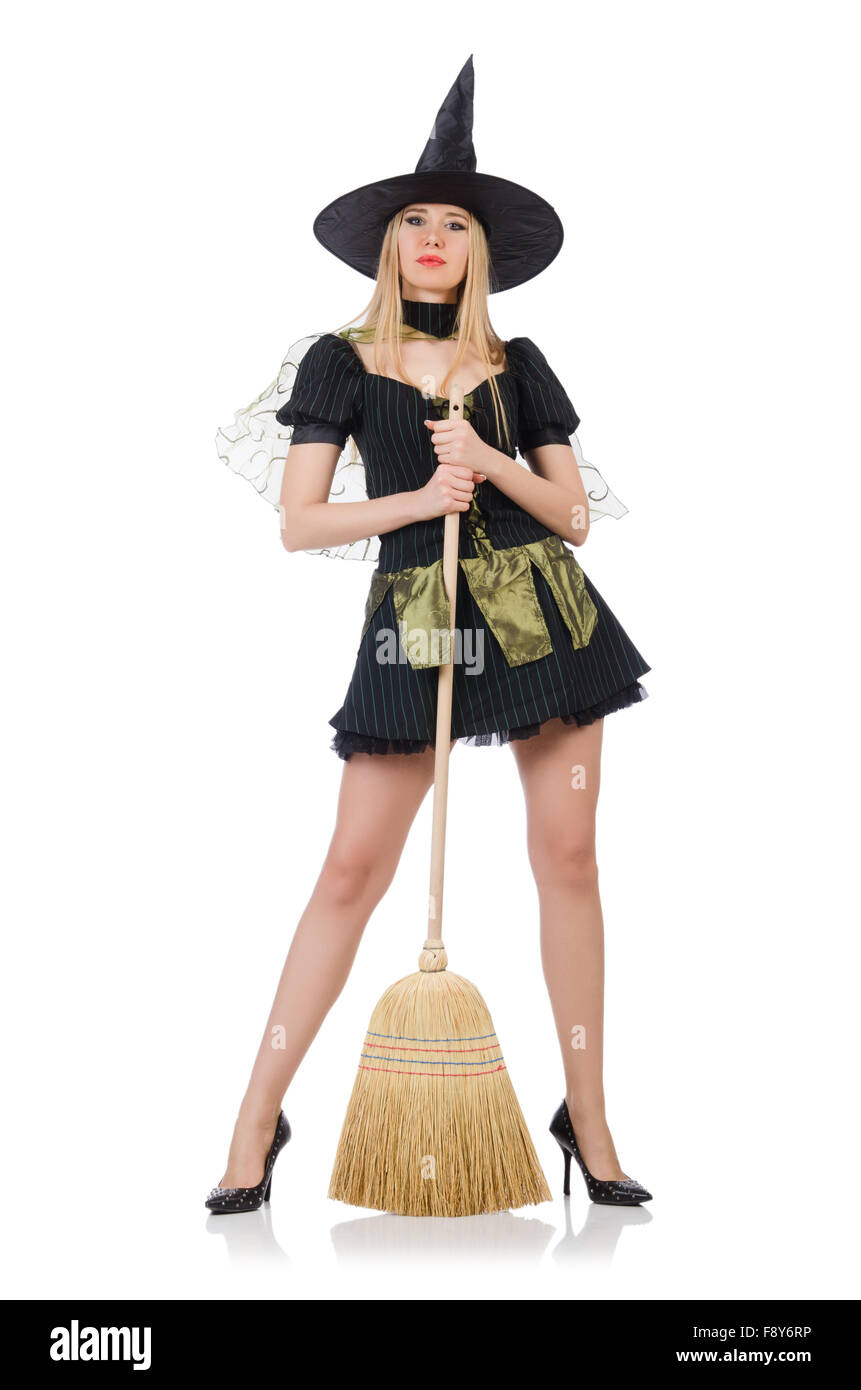 Witch isolated on the white background Stock Photo - Alamy