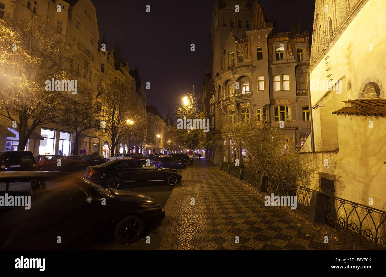Old street of Prague in night. Czechia Stock Photo - Alamy