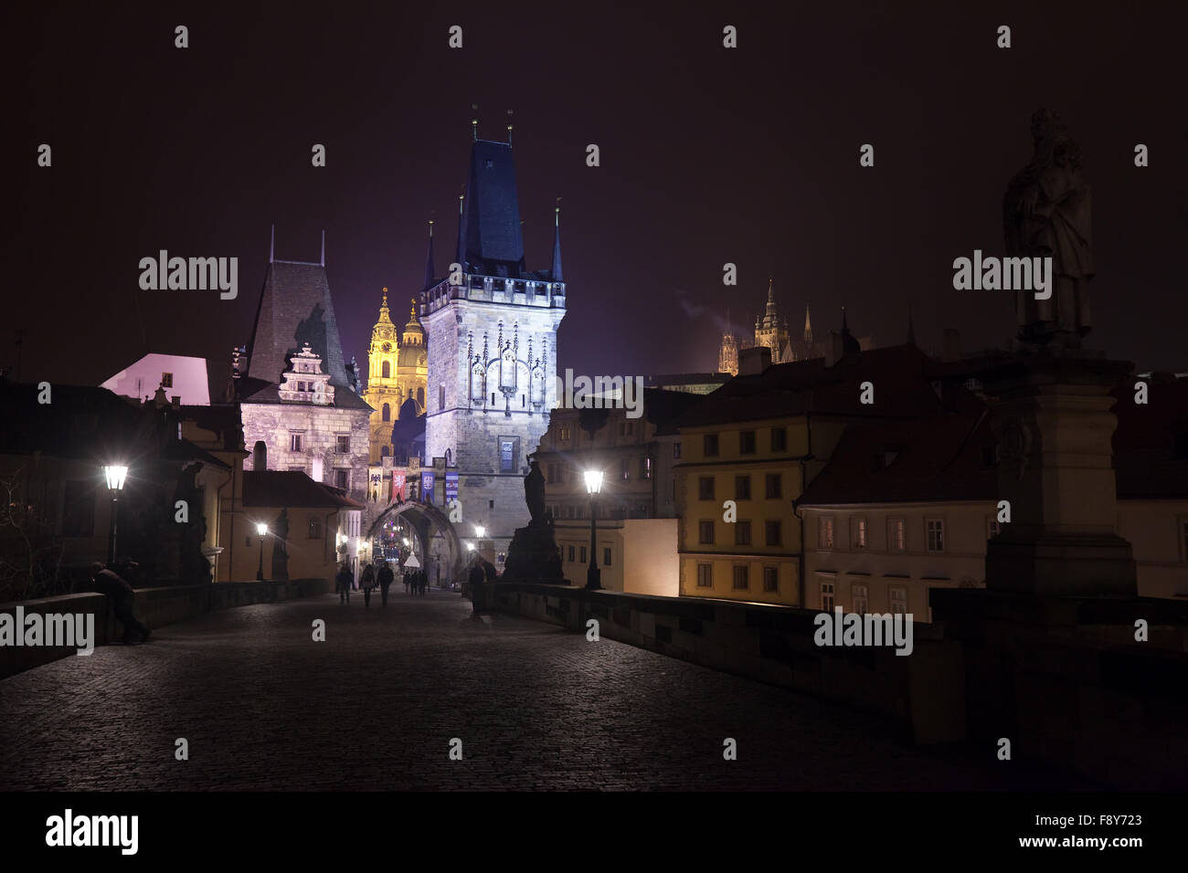 Night view of Karlov bridge. Prague, Czechia Stock Photo - Alamy
