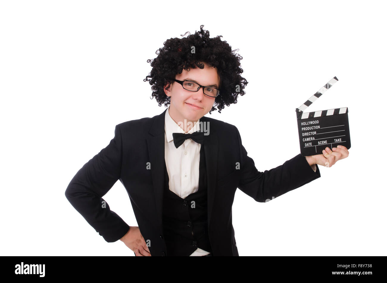 Funny movie director isolated on white Stock Photo - Alamy