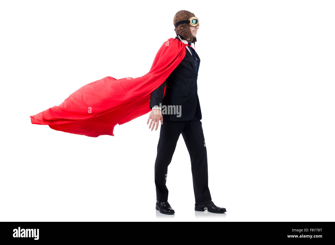 Man in red cover isolated on white Stock Photo - Alamy