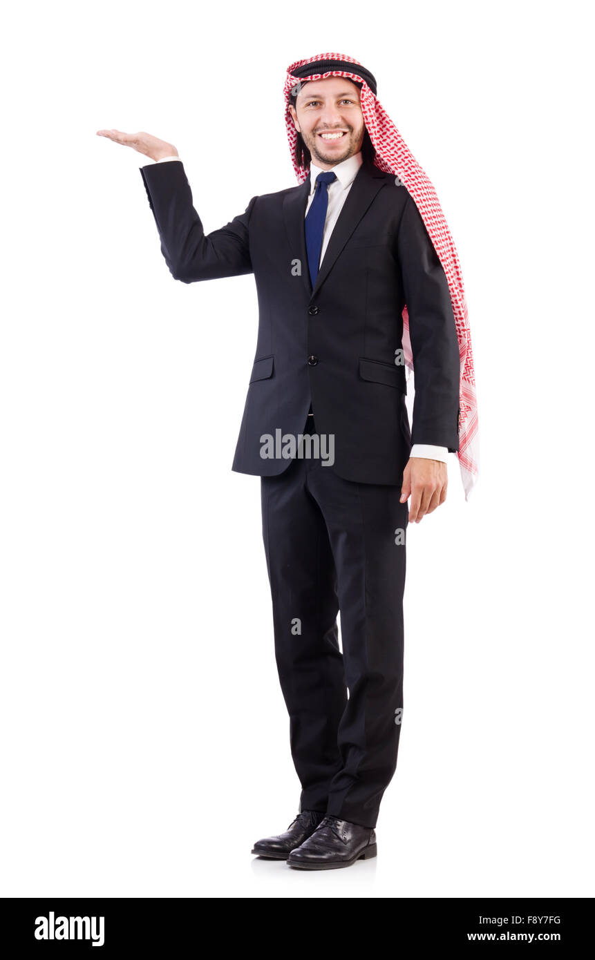 Arab man holding hands isolated on white Stock Photo - Alamy