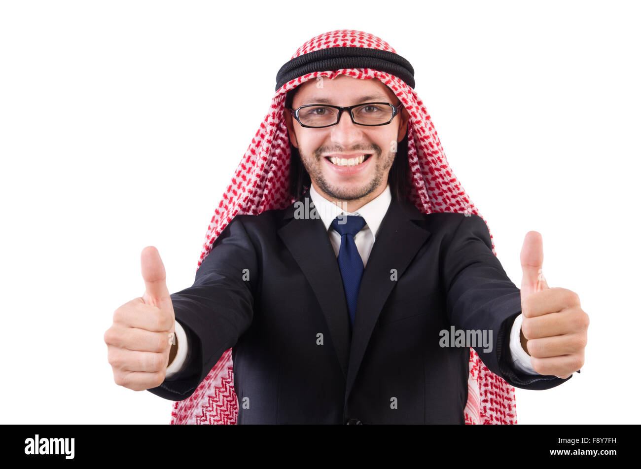 Arab man in specs isolated on white Stock Photo - Alamy