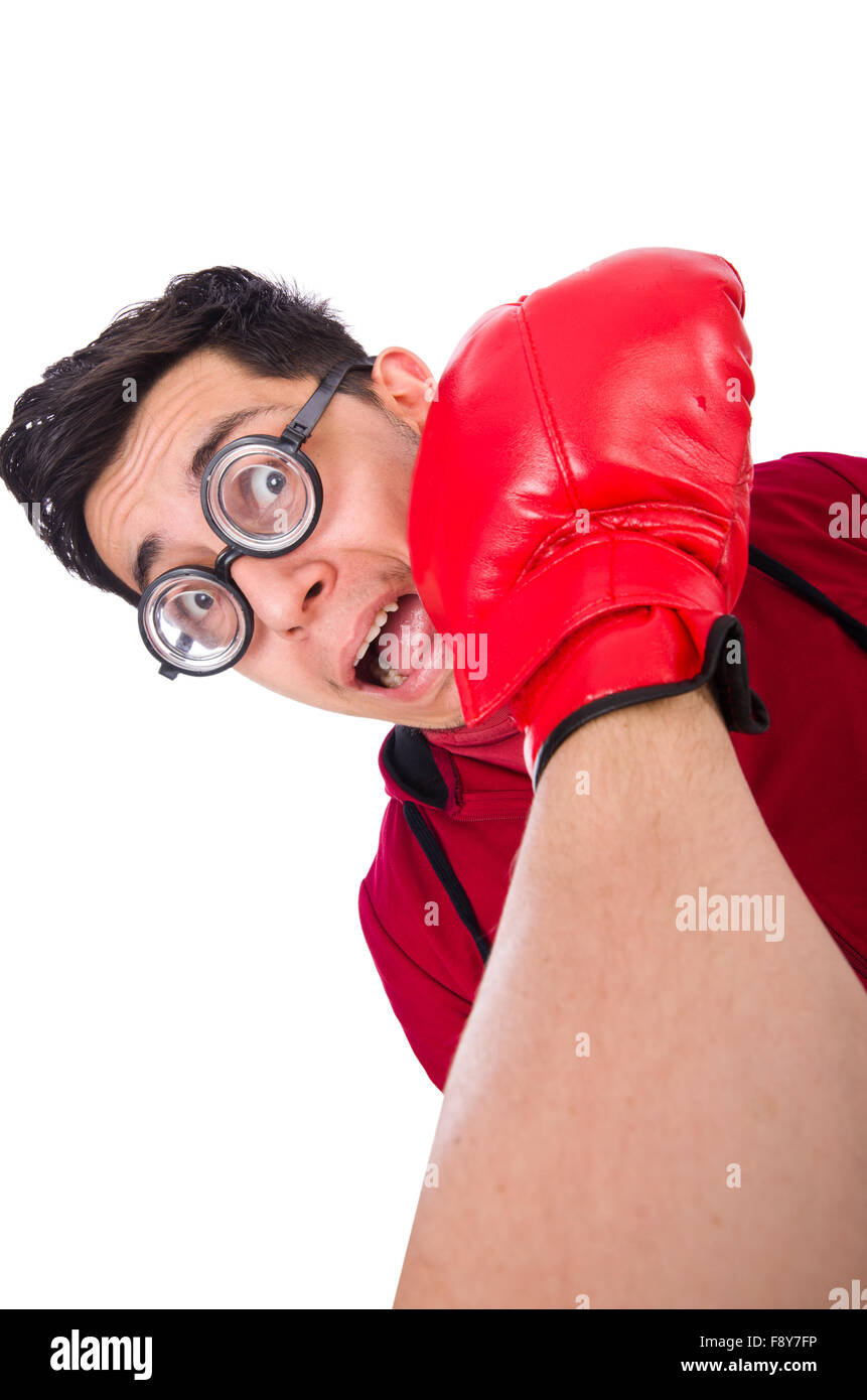 Funny boxer isolated on white Stock Photo - Alamy