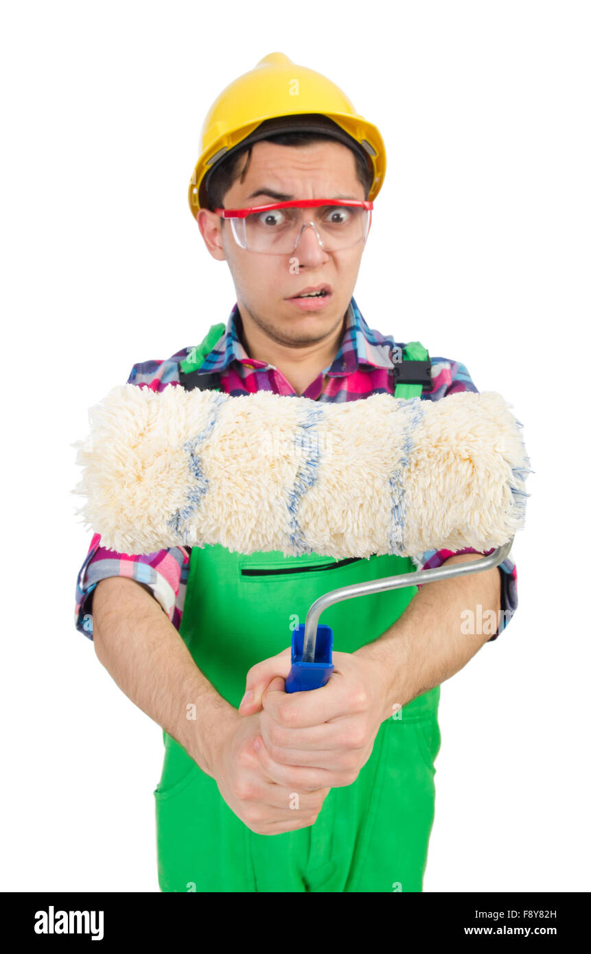 Funny painter isolated on white Stock Photo - Alamy