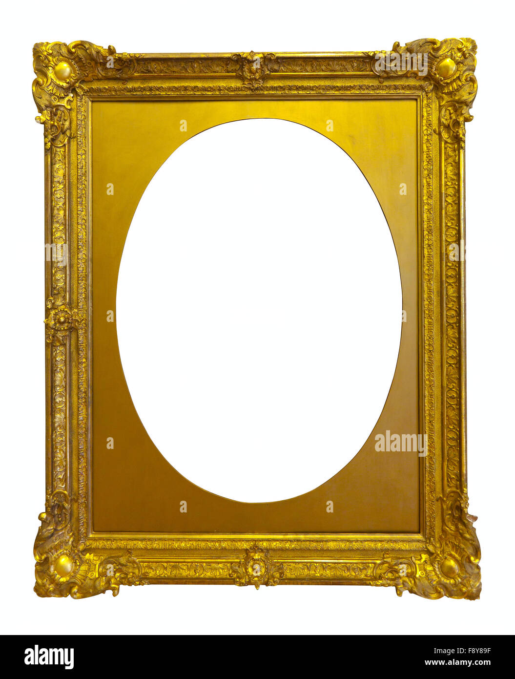 ellipse gold picture frame. Isolated over white background Stock Photo ...
