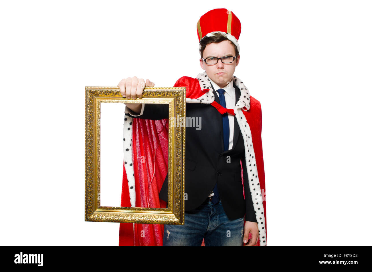 Man with picture frame isolated on the white Stock Photo - Alamy