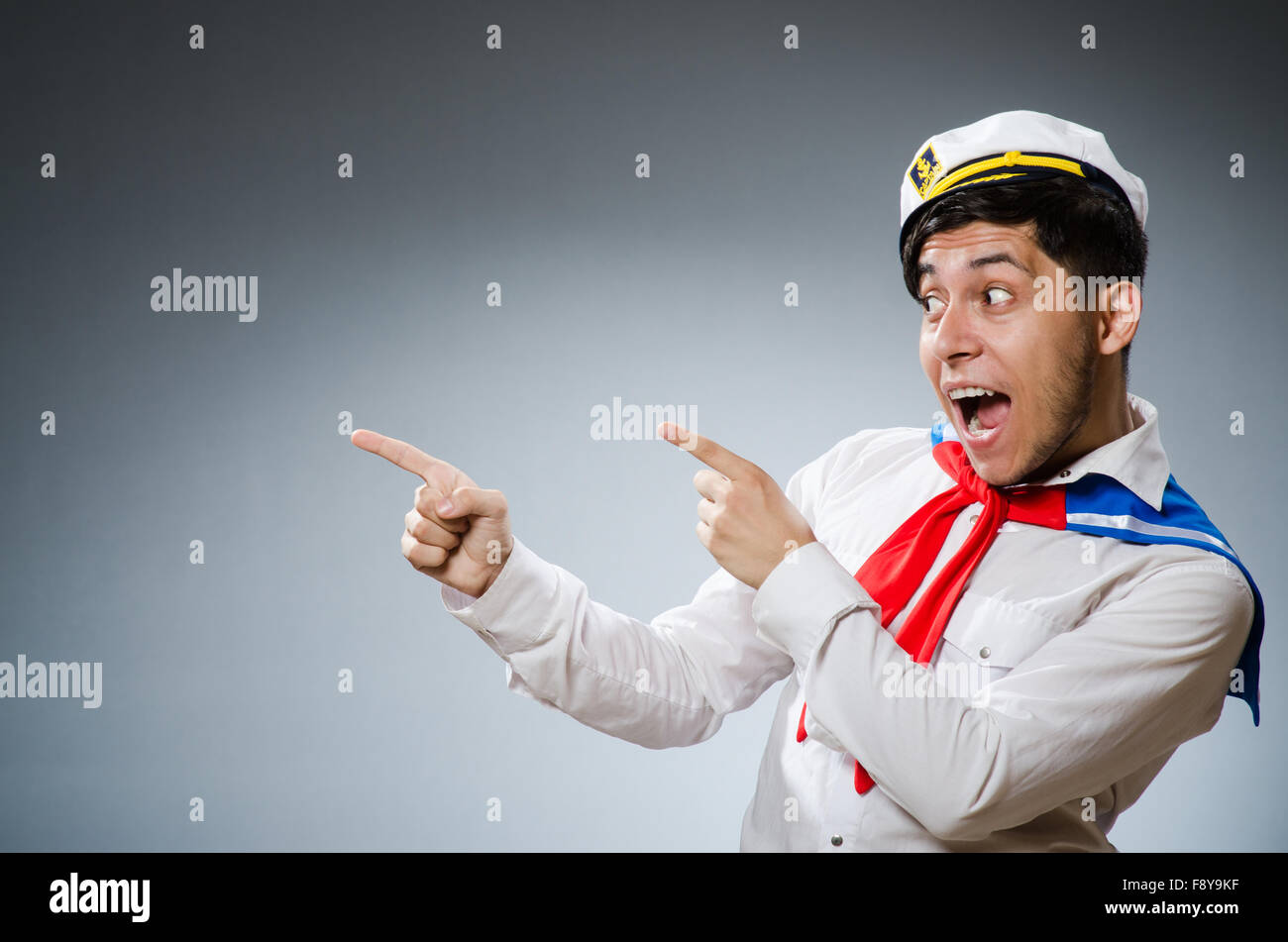 Funny captain sailor wearing hat Stock Photo - Alamy