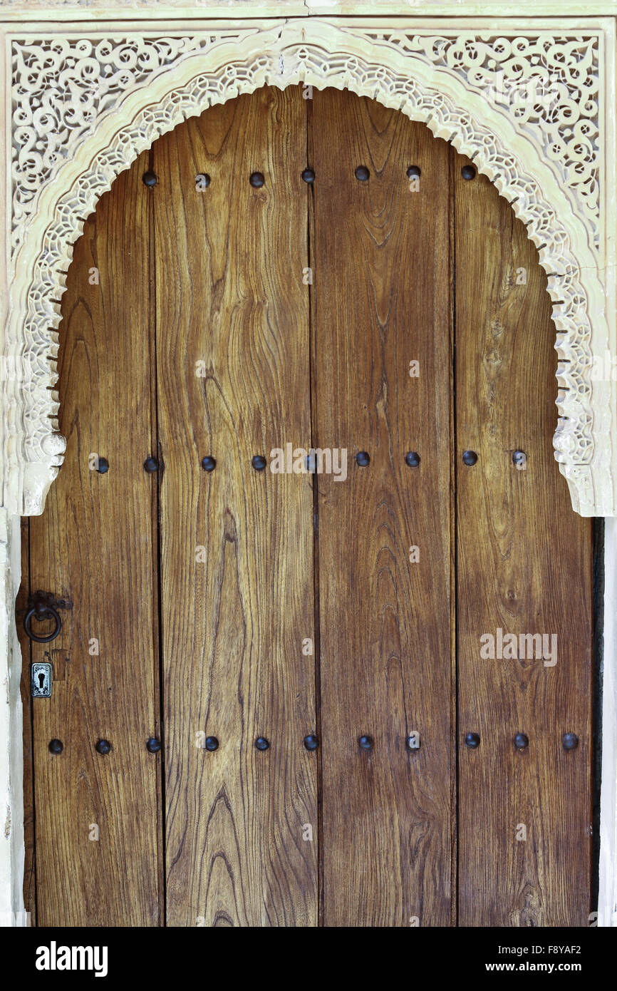 Close up shot of some Arabic decorations at the Alhambra palace in ...