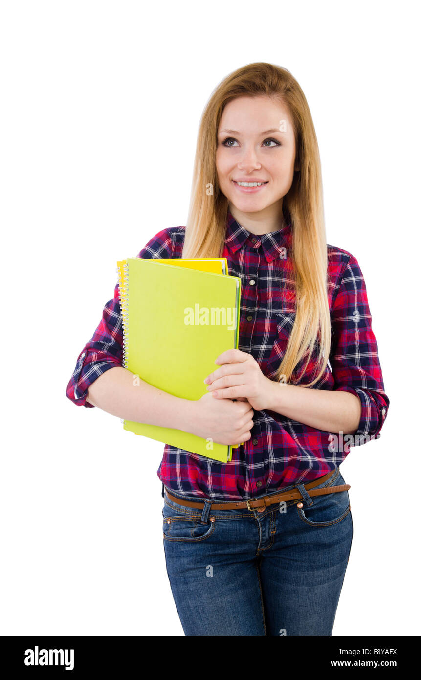 Young student isolated on the white background Stock Photo - Alamy