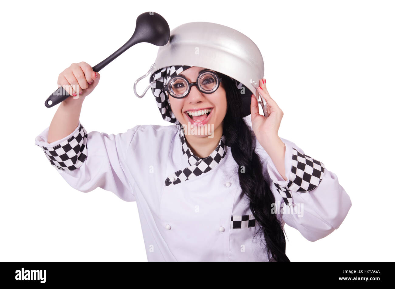 Woman cook isolated on the white background Stock Photo - Alamy