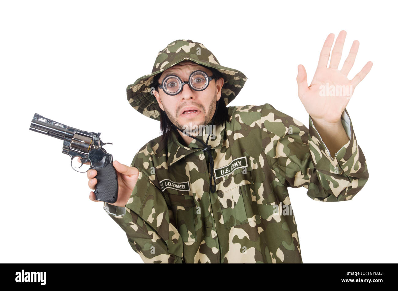 Funny soldier in military concept Stock Photo - Alamy
