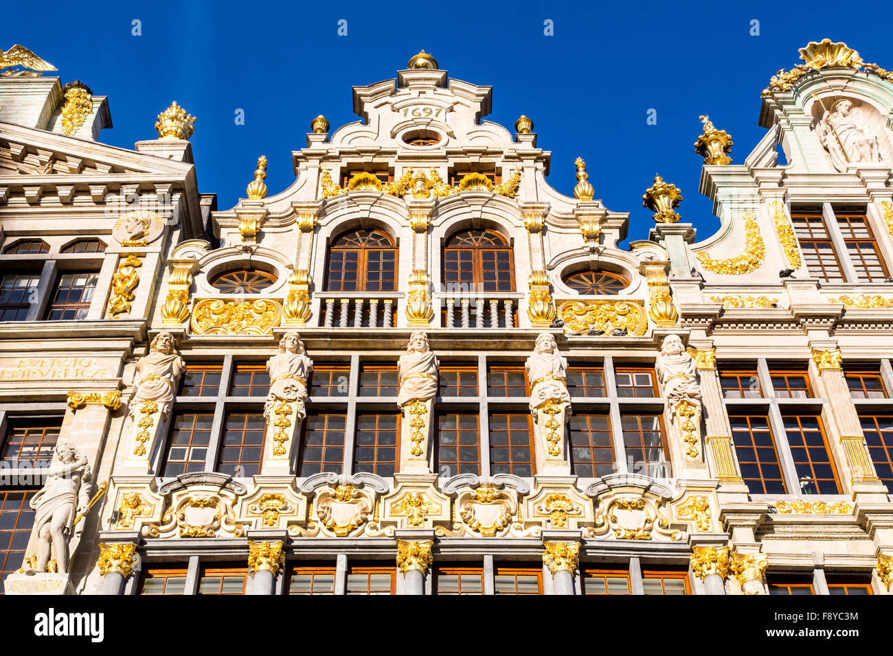 Historic Grand Place in the old town, facades of old houses, with ...