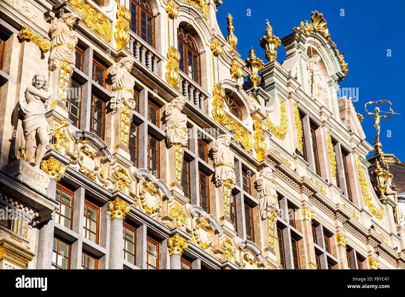 Historic Grand Place in the old town, facades of old houses, with ...