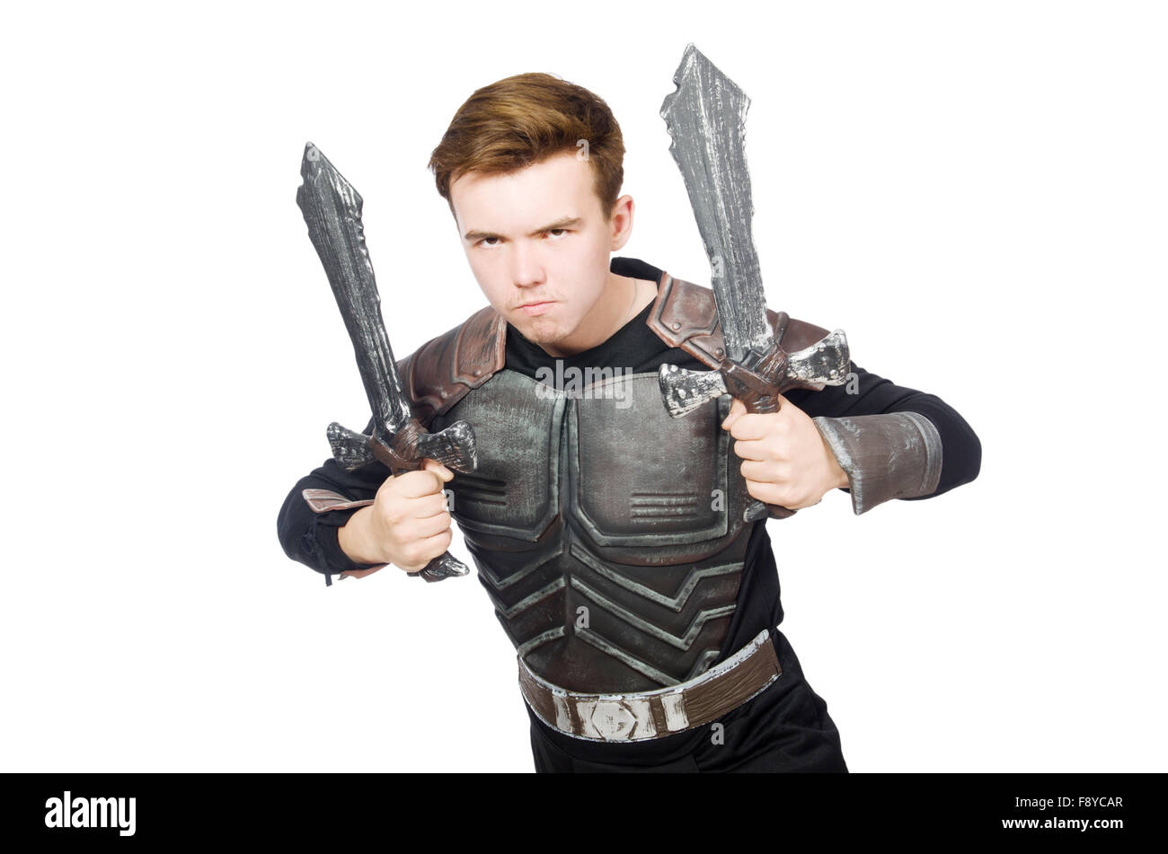 Funny knight isolated on the white background Stock Photo - Alamy