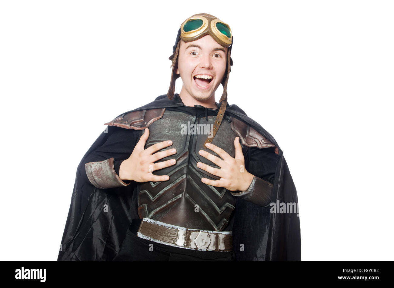 Funny pilot with goggles isolated on white Stock Photo - Alamy