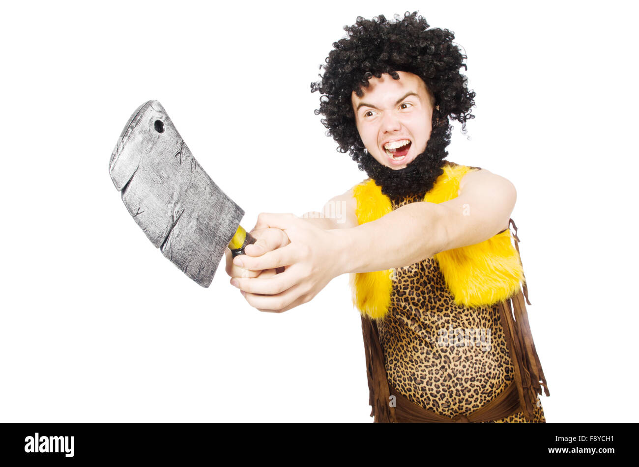 Savage man isolated on white Stock Photo - Alamy