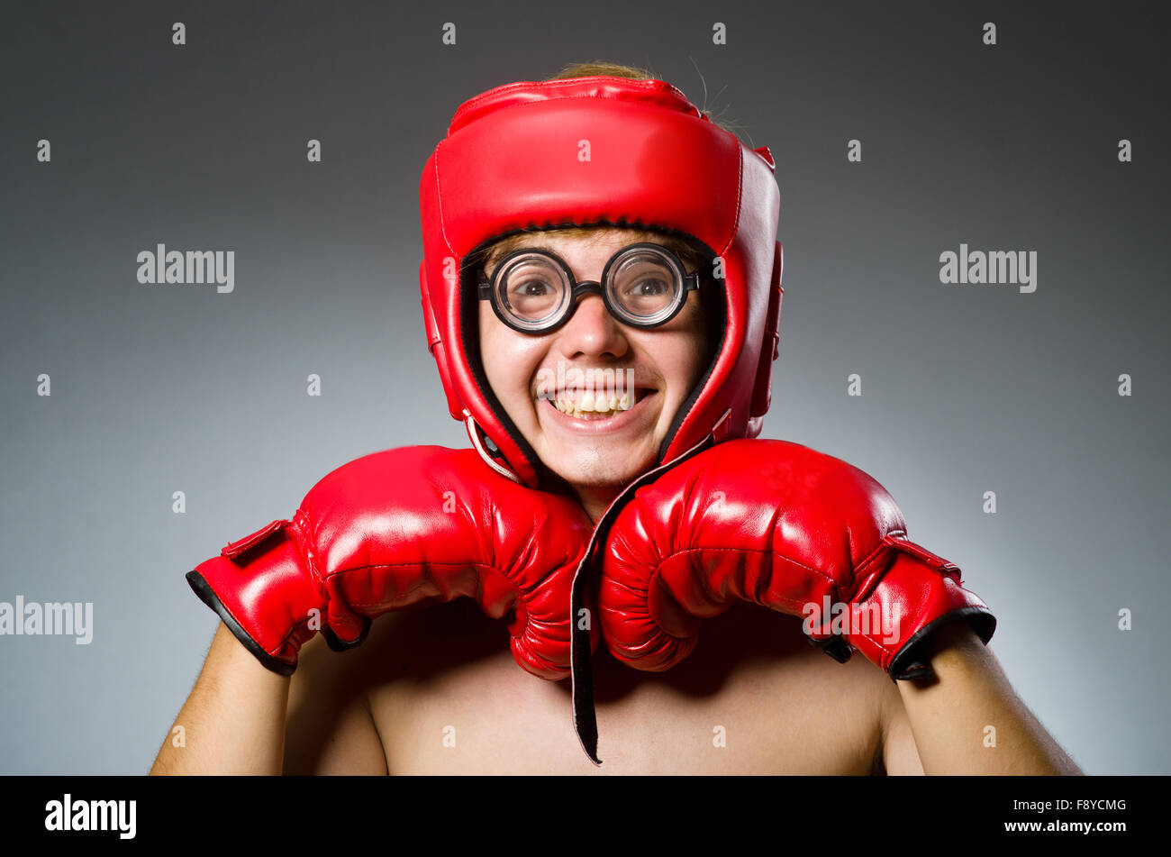 Funny boxer against dark background Stock Photo - Alamy
