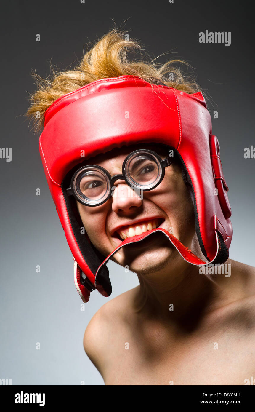 Funny boxer against dark background Stock Photo - Alamy