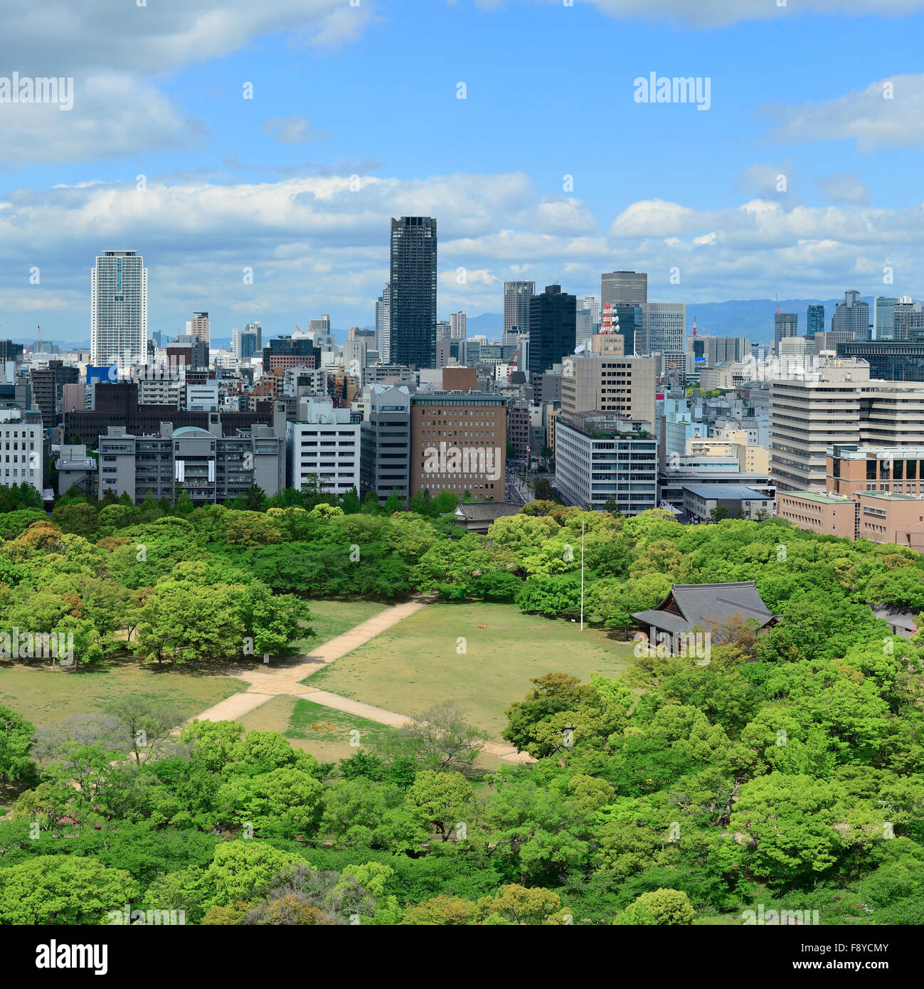 Osaka urban city park rooftop view. Japan Stock Photo - Alamy
