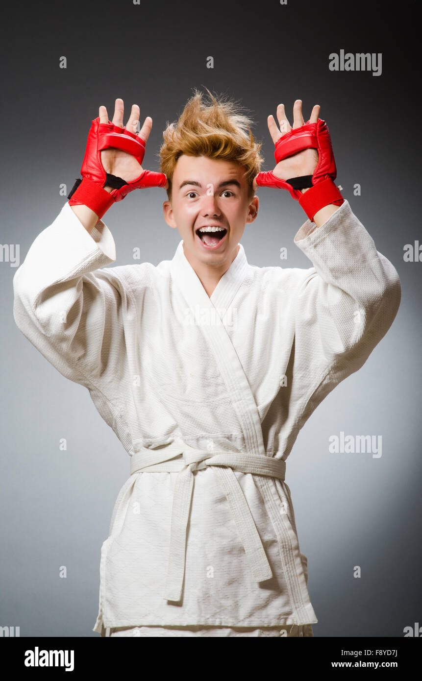 Funny boxer against dark background Stock Photo - Alamy