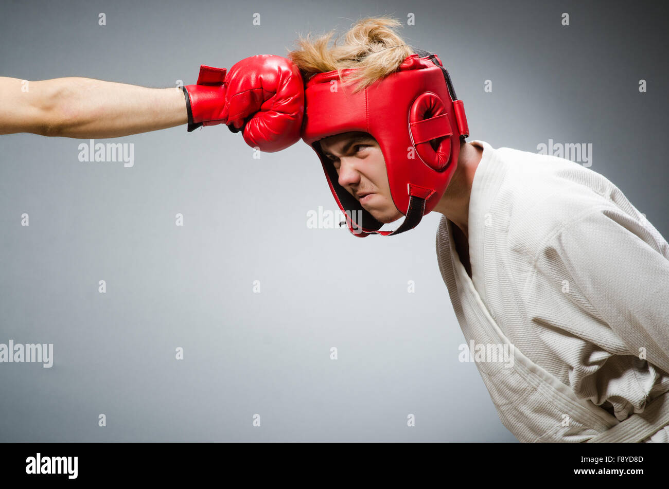 Funny boxer against dark background Stock Photo - Alamy